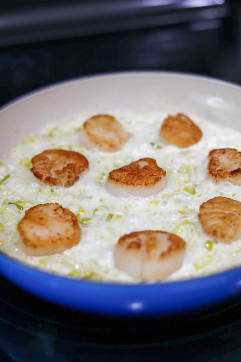 Easy Seared Scallops with Creamy Leek Fondue Recipe - Le Chef's Wife
